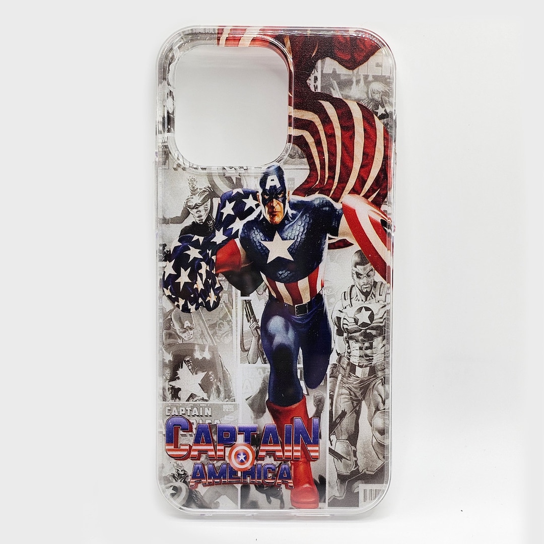 Captain America Comic Scrap Collage Clear Double Layered Durable Cover ...