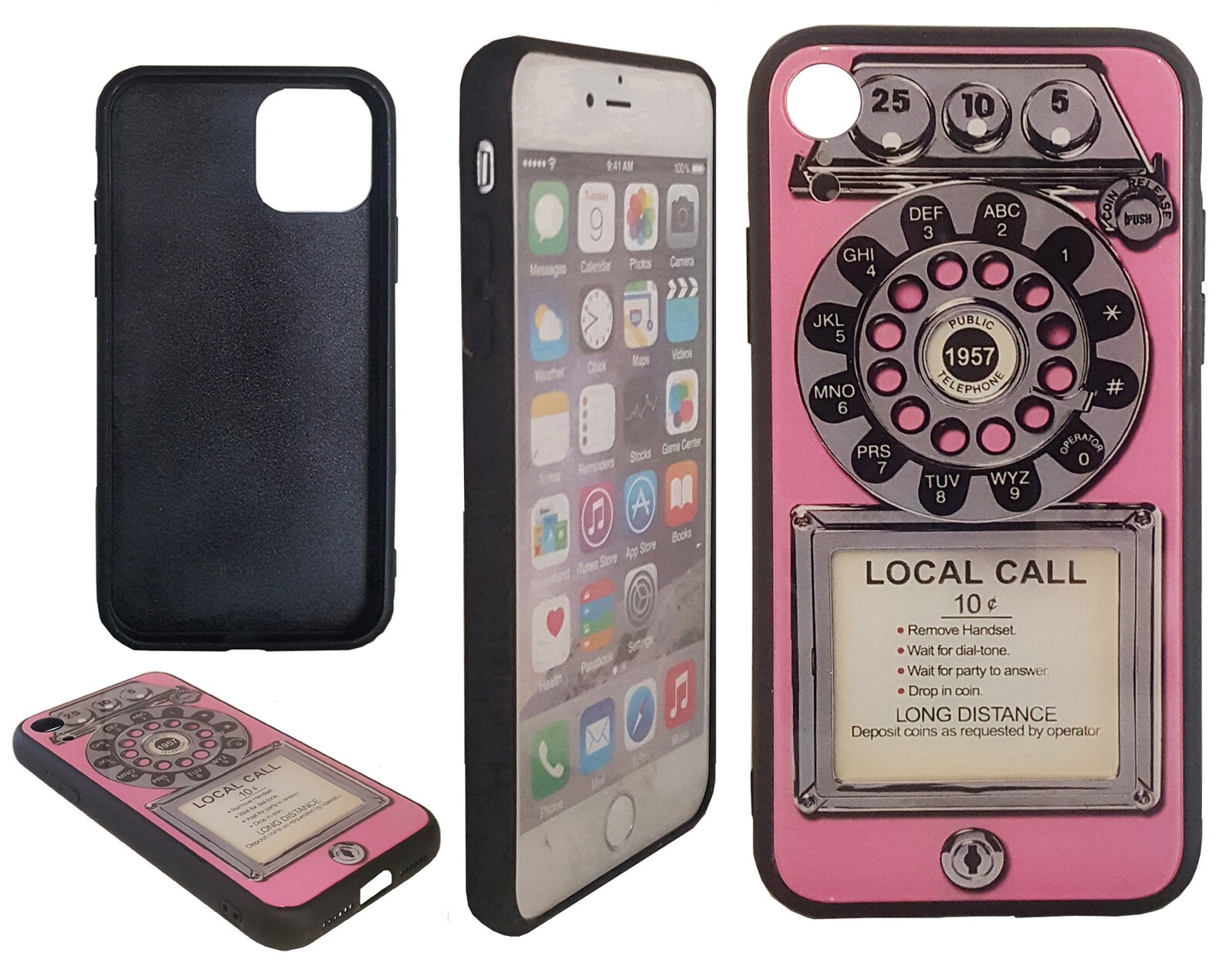 Vintage Retro Phone Covers Pink Tempered Glass Phone Cases iPhone 6/7/8 ...