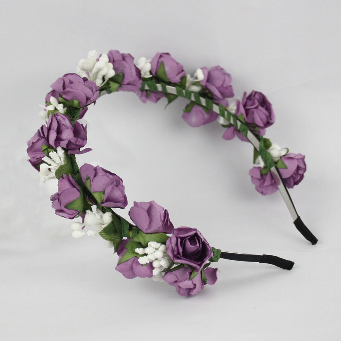 Rose Floral Flower Ribbon Crown Headband | Etsy