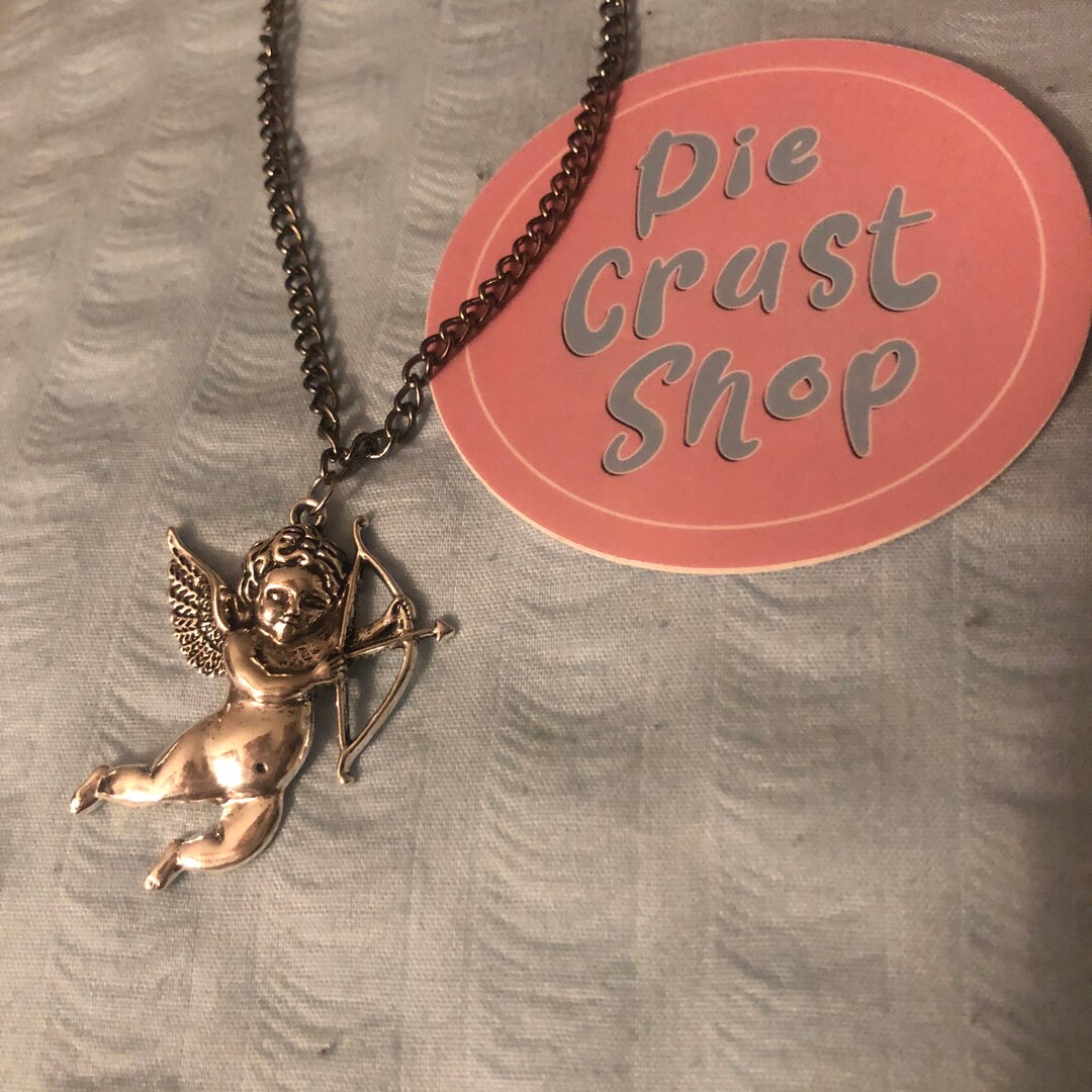 Cherub Chain Necklace Large Charm Angel Goth Alt Accessory - Etsy