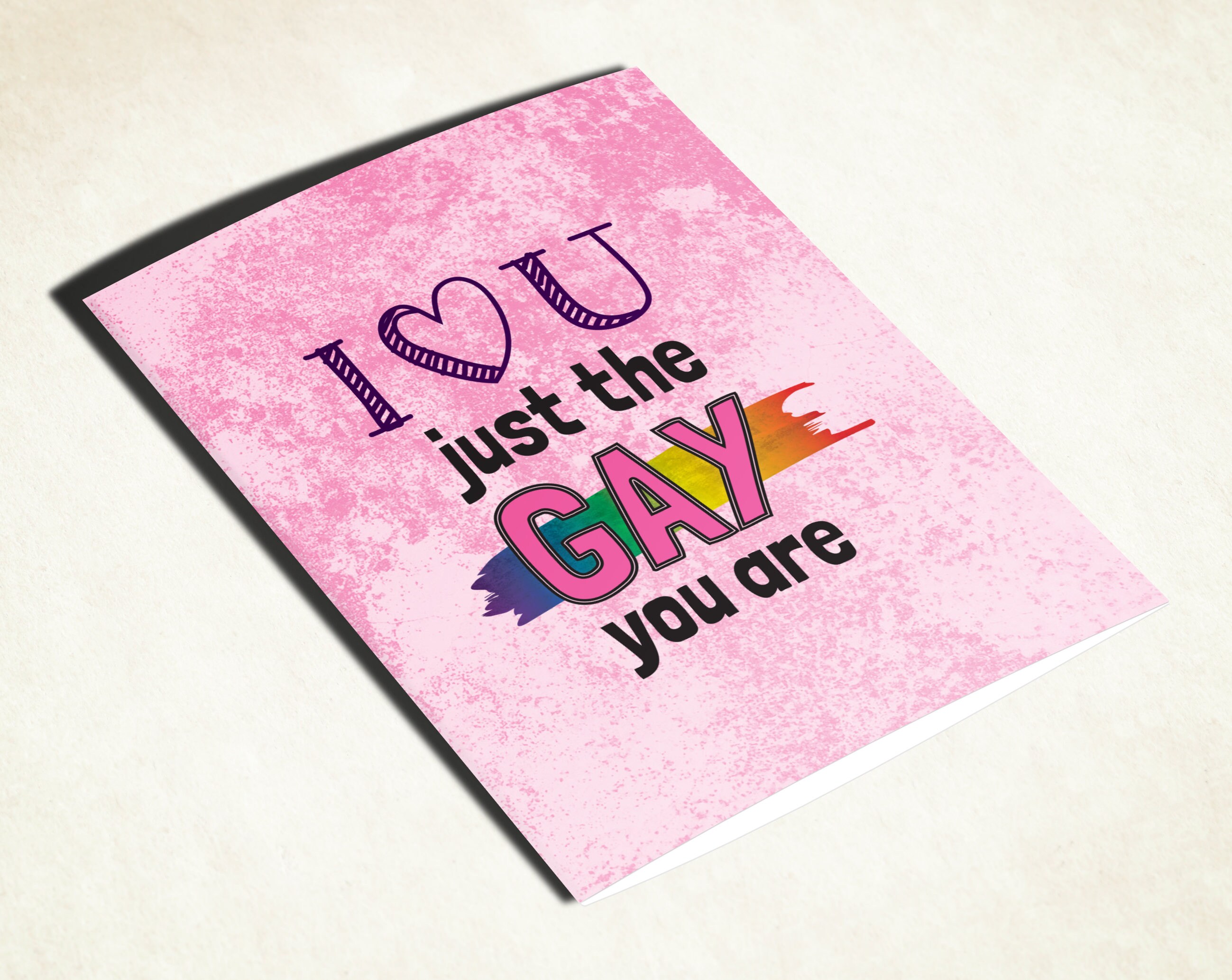 Gay support LGBT pride flag I love you card funny greeting fun | Etsy