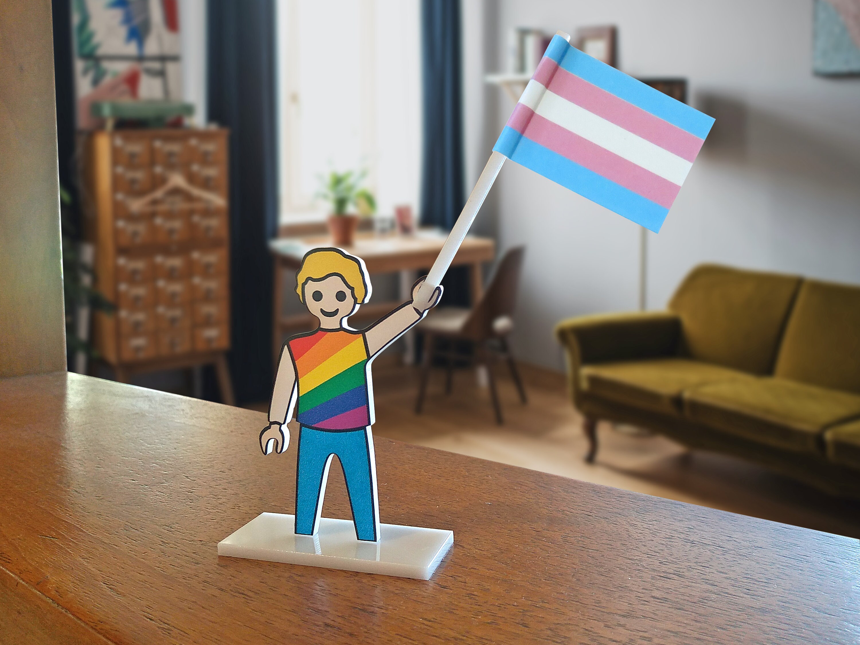 LGBTQ Trans Pride Flag Gay Figurine. Transexual Man or Woman | Etsy