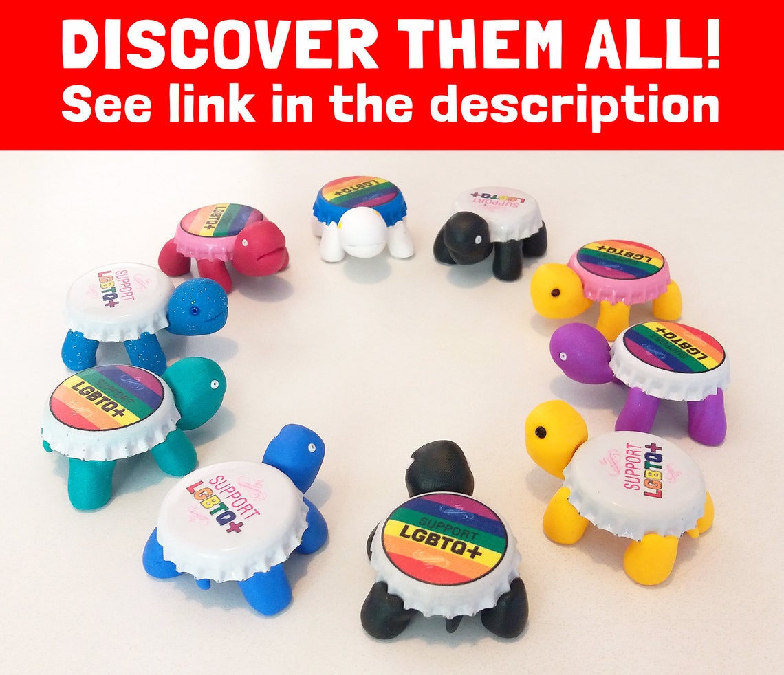Gay Pride Flag Beer Cap Magnet Turtle Figurine LGBT Support | Etsy