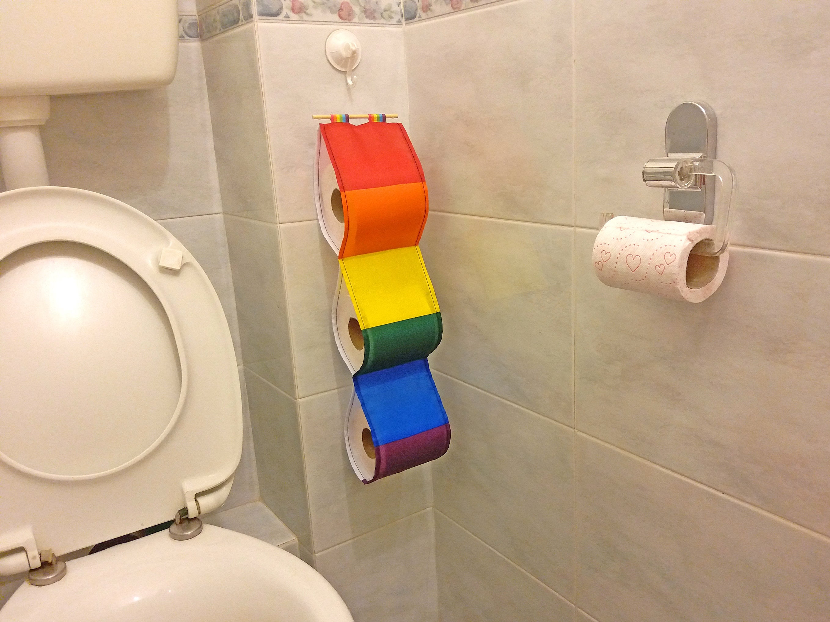 LGBTQ pride flag toilet paper holder. Housewarming gift for | Etsy