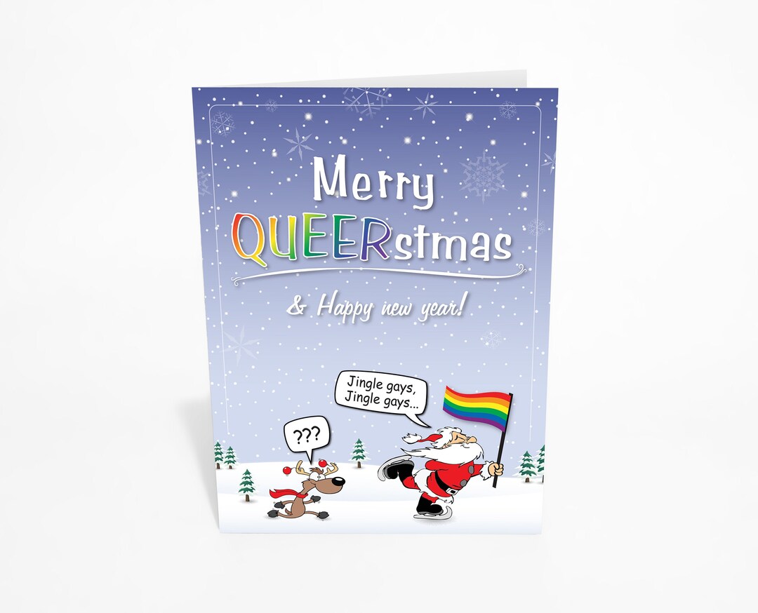 Gay Queer LGBT Pride Flag Xmas Christmas Greeting Card Gift - Etsy
