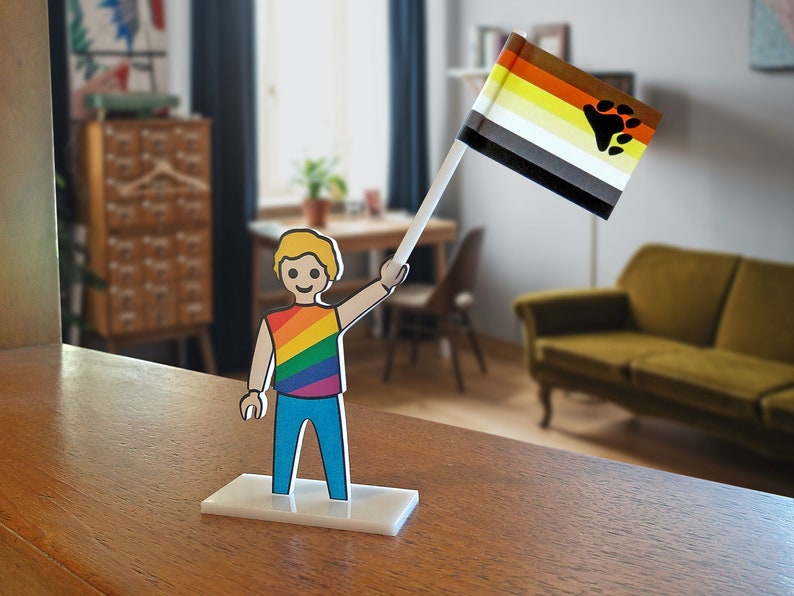 Gay Bear Pride Flag Figurine. LGBTQ Gift Rainbow Accessory or - Etsy