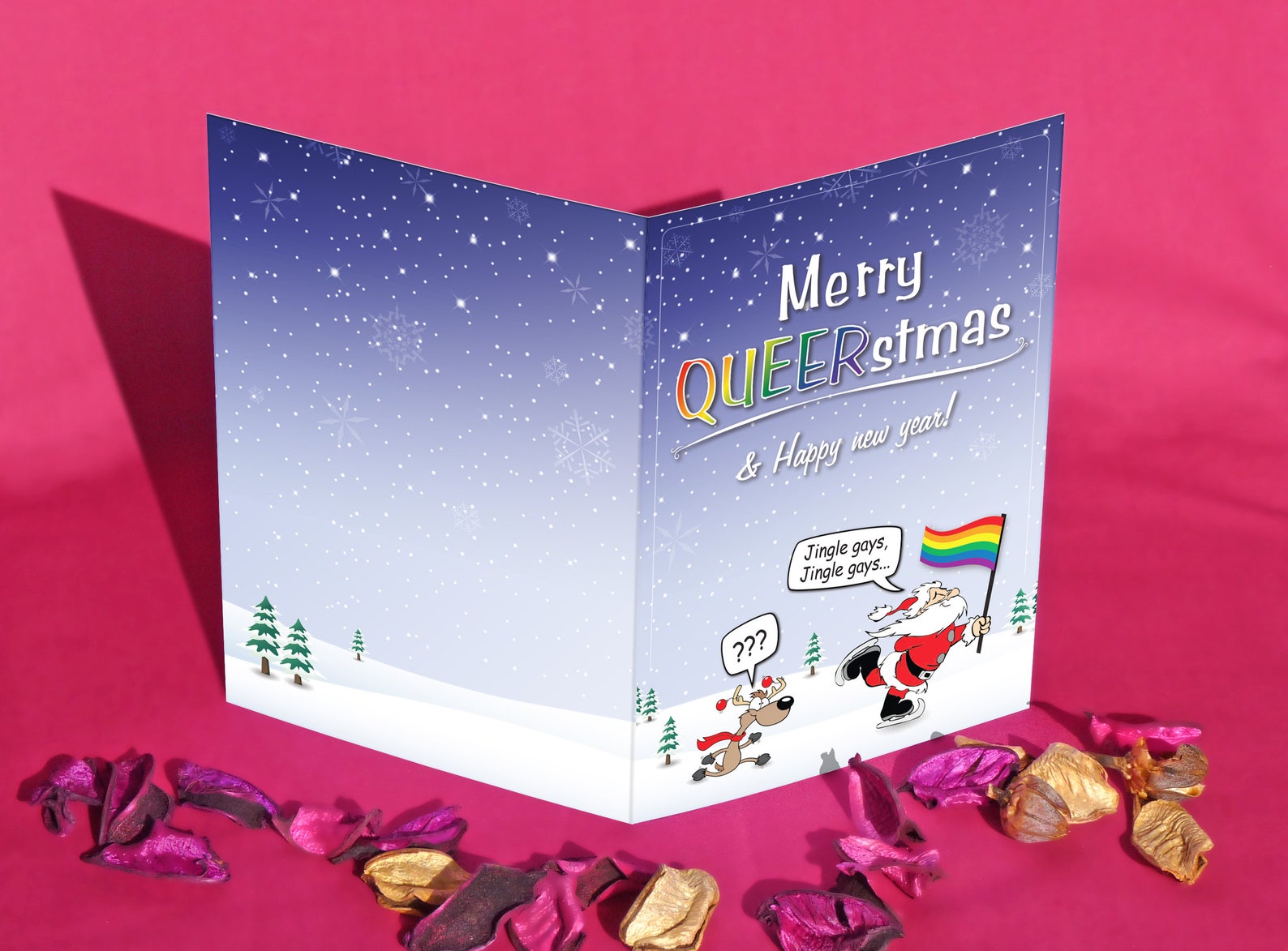 Gay Queer LGBT Pride Flag Xmas Christmas Greeting Card Gift - Etsy