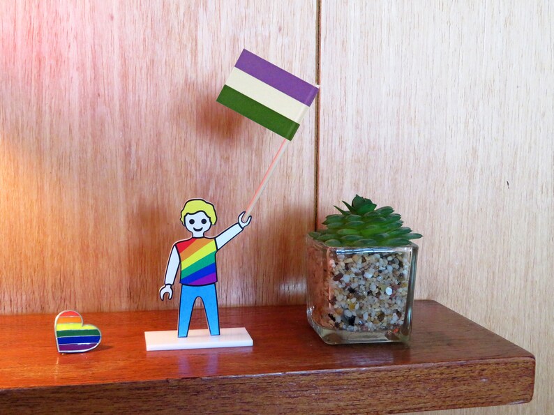 Genderqueer Pride Flag Gay Figurine. LGBTQ Gift or Coming Out | Etsy