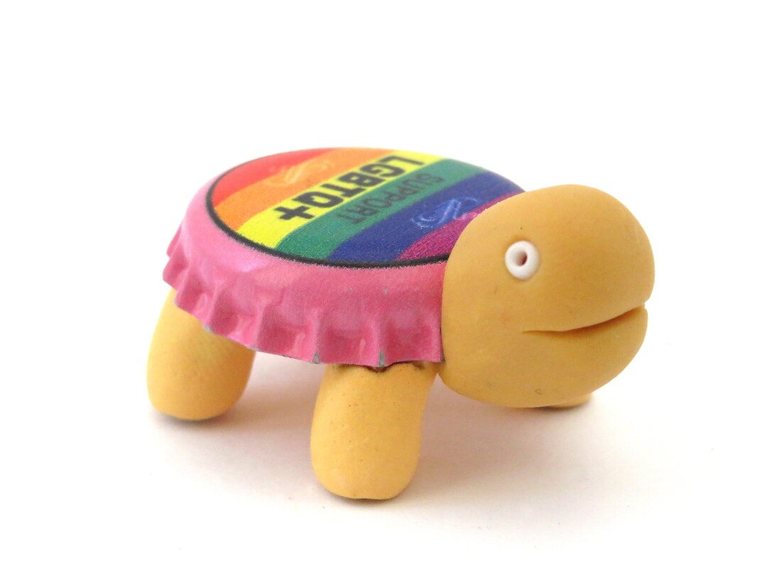 Gay Pride Flag Gift - Turtle Figurine Magnet. Support LGBTQ With This ...