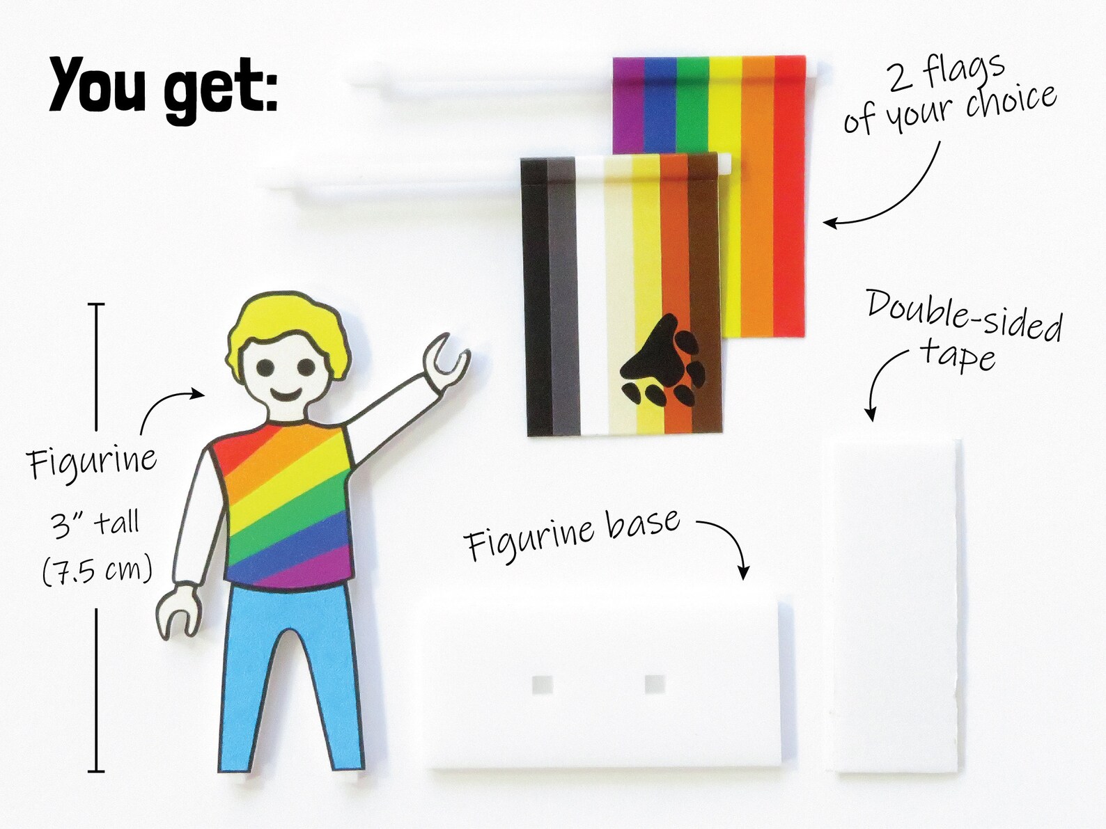 Gay Bear Pride Flag Figurine. LGBTQ Gift Rainbow Accessory or - Etsy