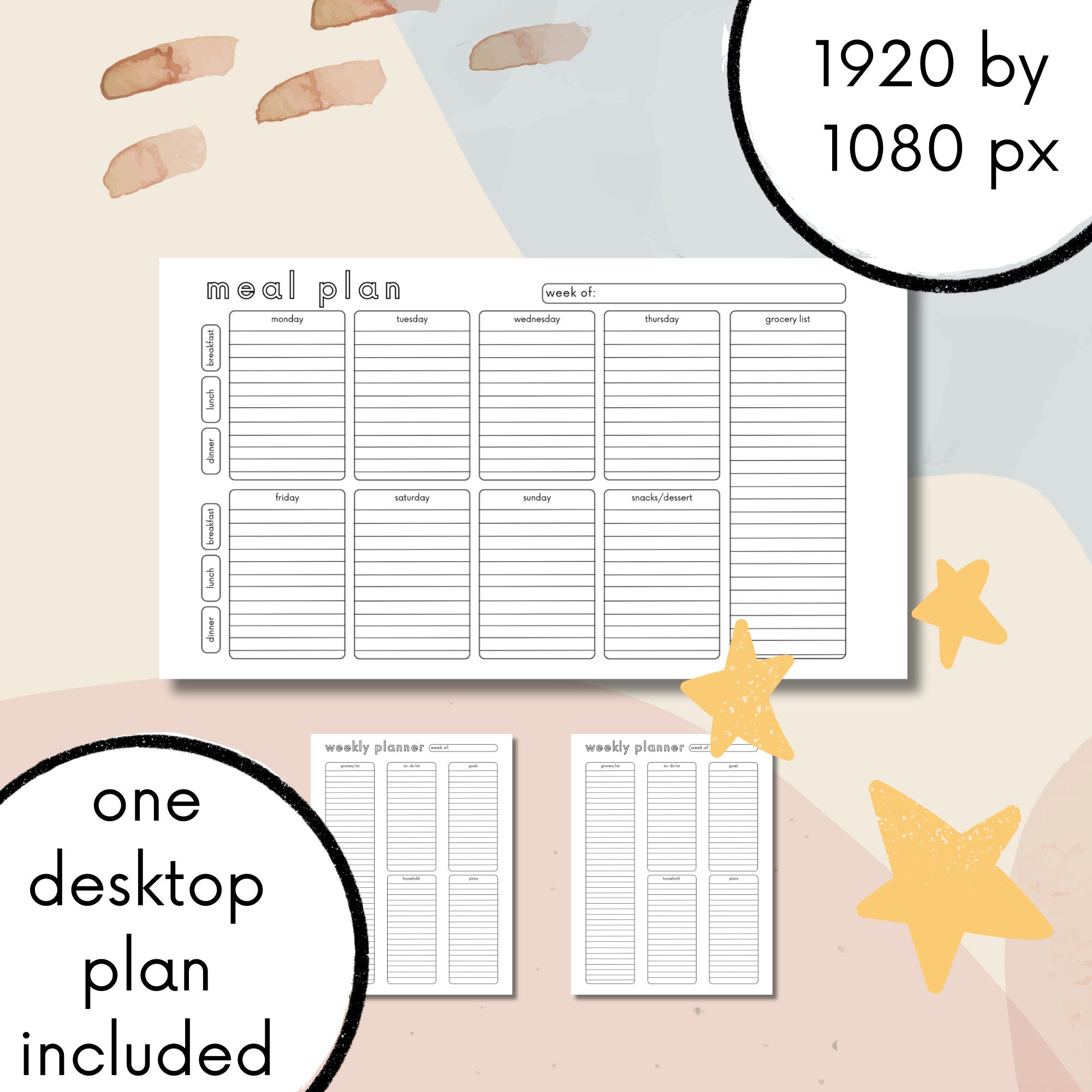 Digital Weekly Meal Planner, Printable Weekly Meal Plan Template, Daily ...