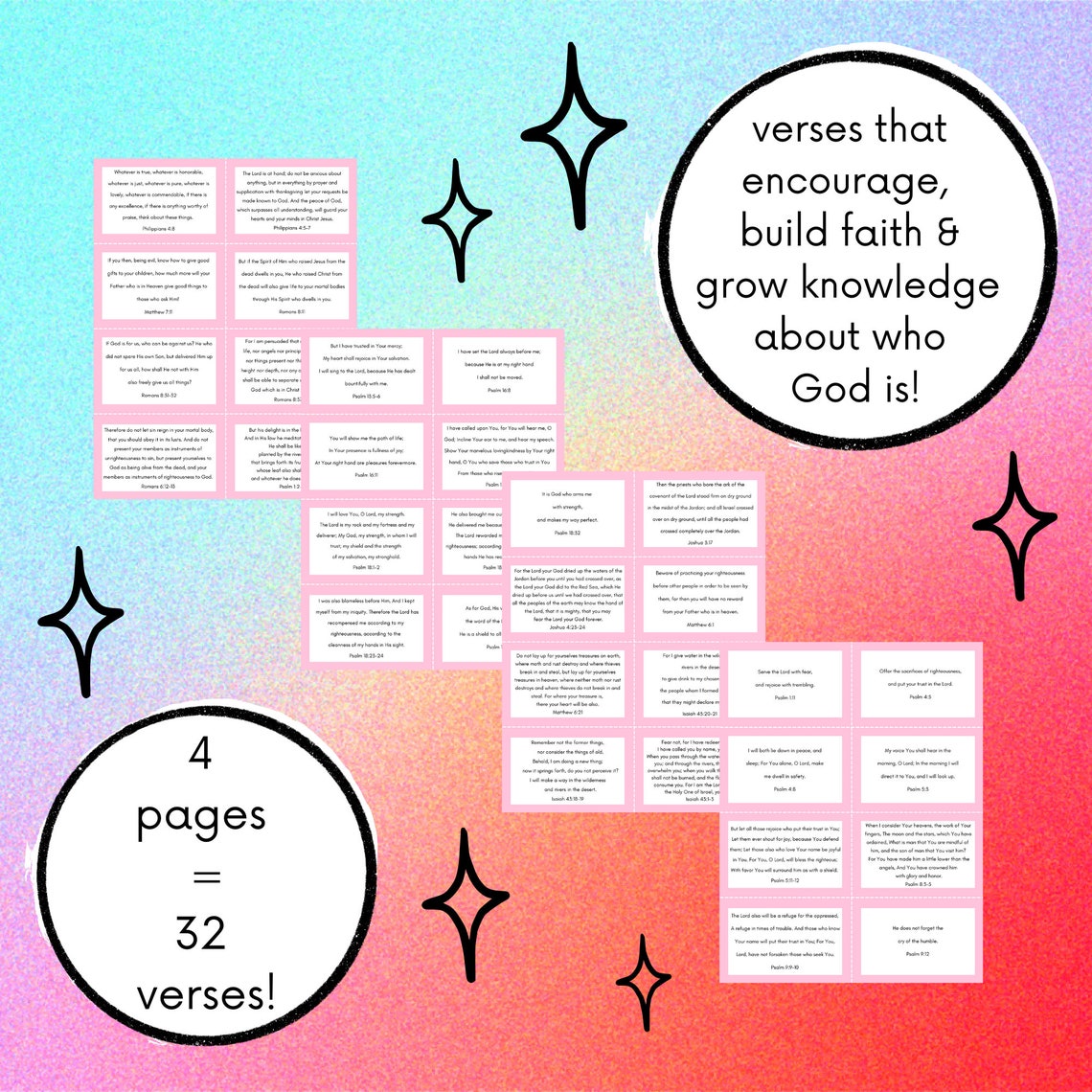 Bible Verse Cards for Encouragement, Christian Scripture Gift, Instant ...