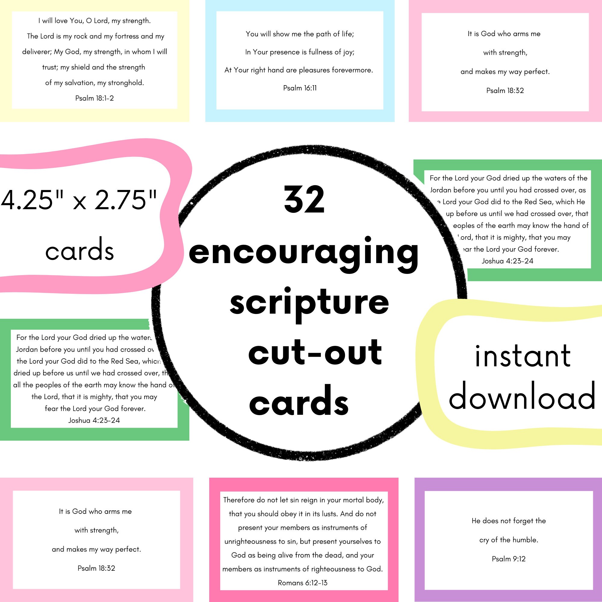 Bible Verse Cards for Encouragement, Christian Scripture Gift, Instant ...