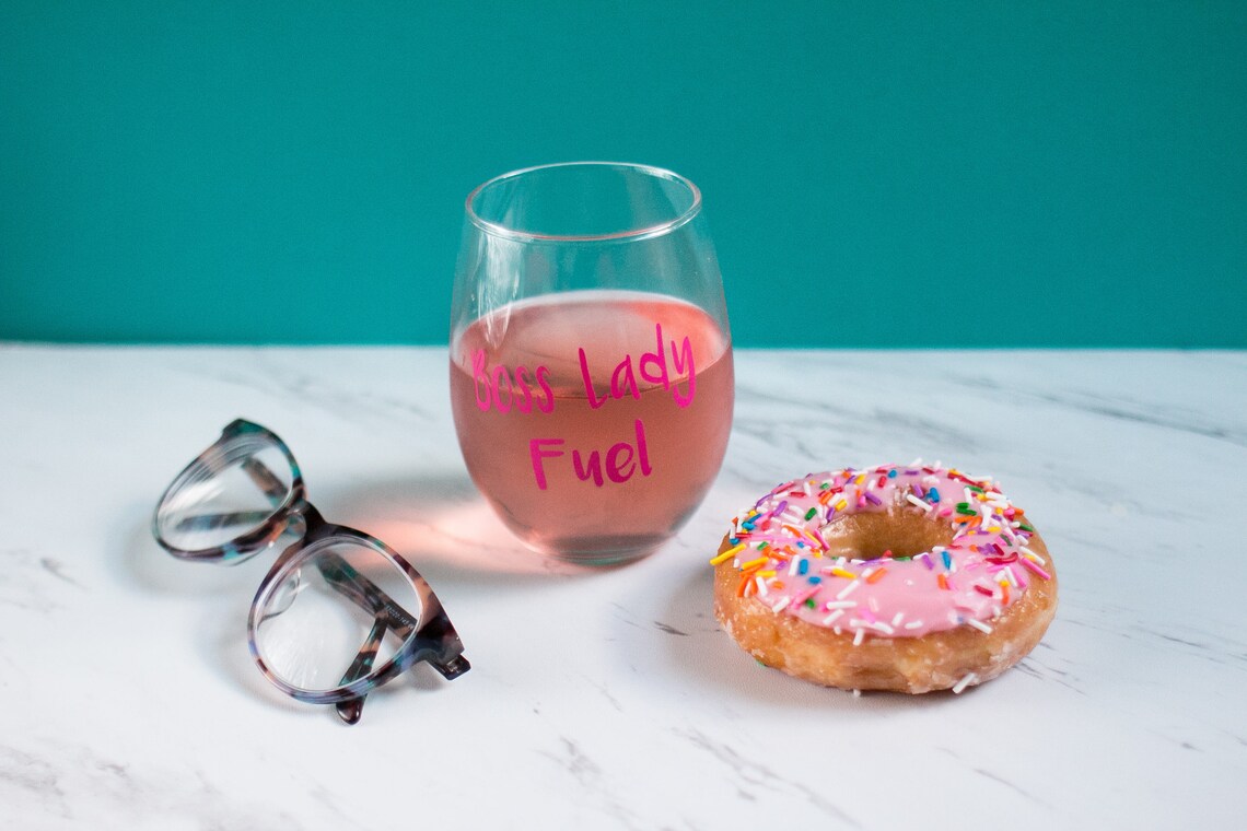 Boss Lady Fuel Stemless Wine Glass Boss Babe Fuel Stemless - Etsy