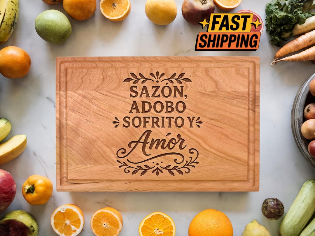 Cutting Board Sazón Adobo Sofrito Y Amor – Latino Home Décor | Cutting ...