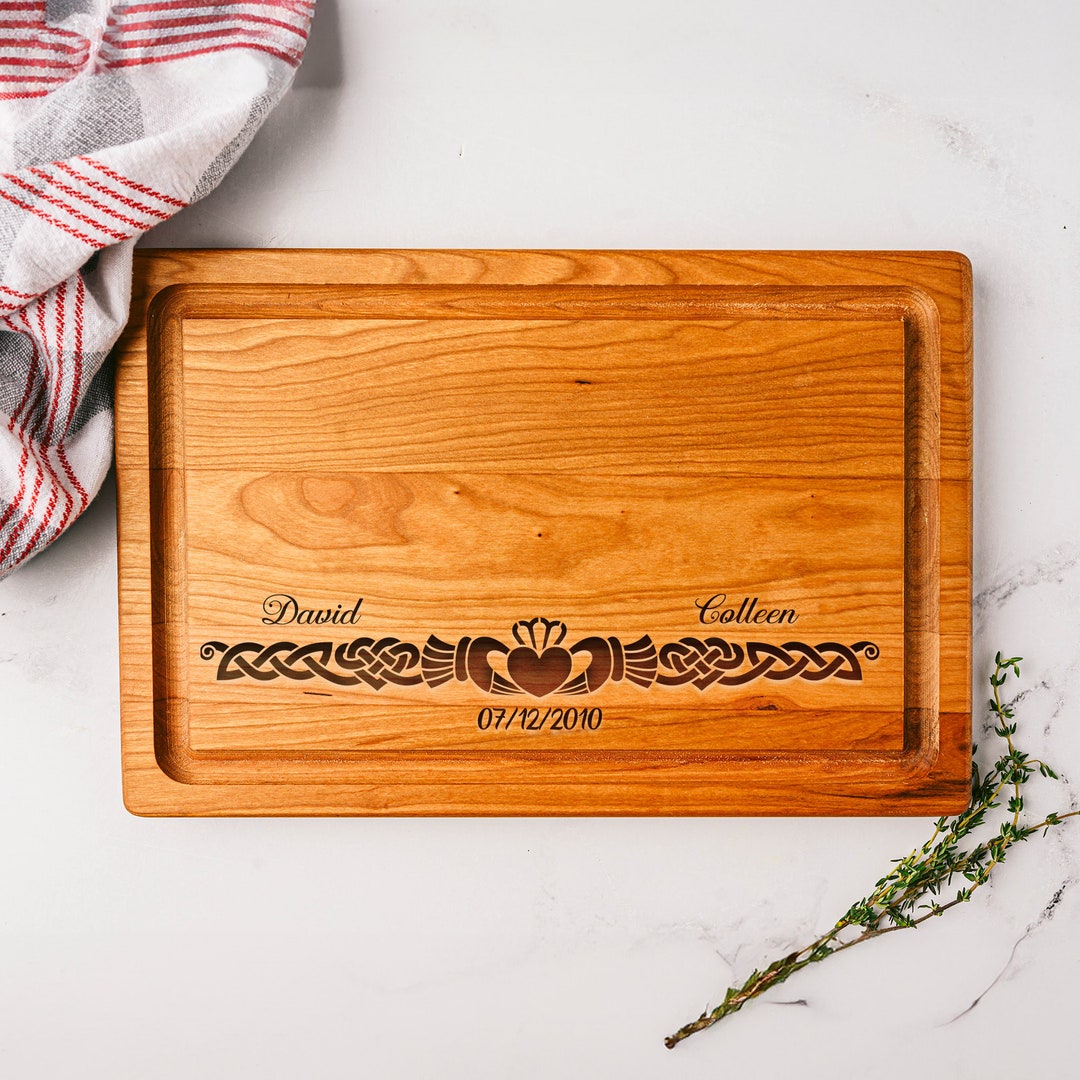 Personalized Engraved Wood Cutting Board, Celtic Design, Irish Claddagh ...