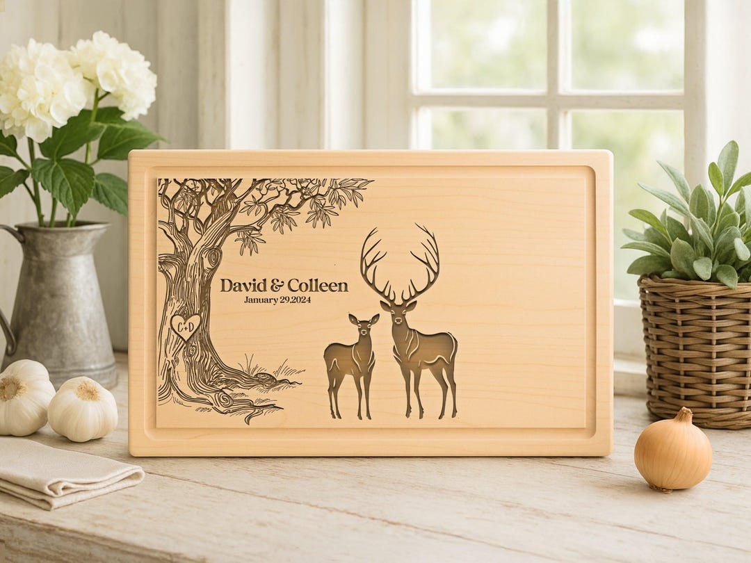 Personalized Deer Engraved Maple Cutting Board, Wedding Gift-8 - Etsy