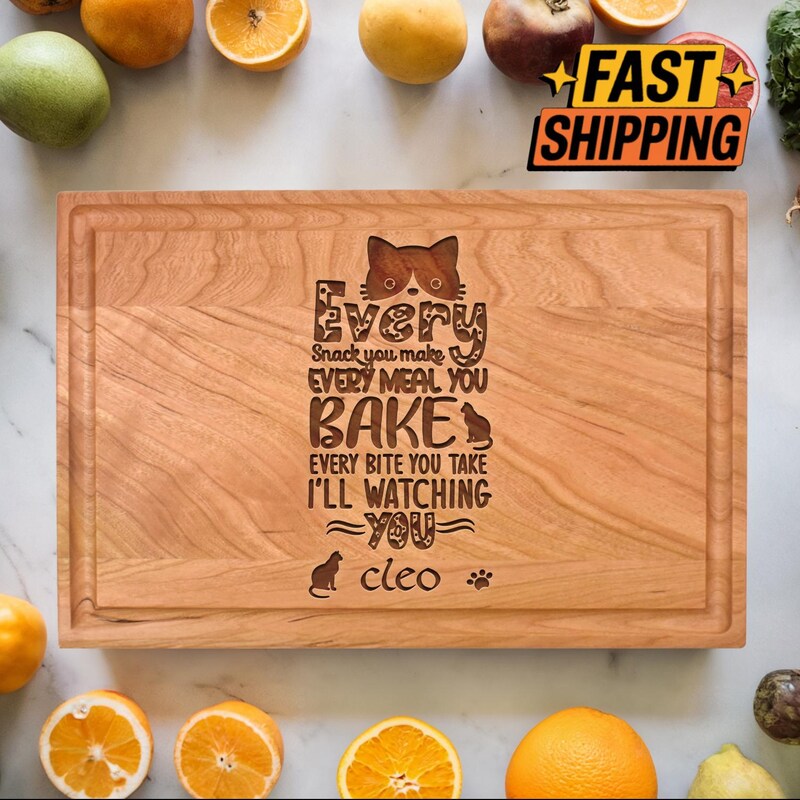 Cat Cutting Board - Etsy