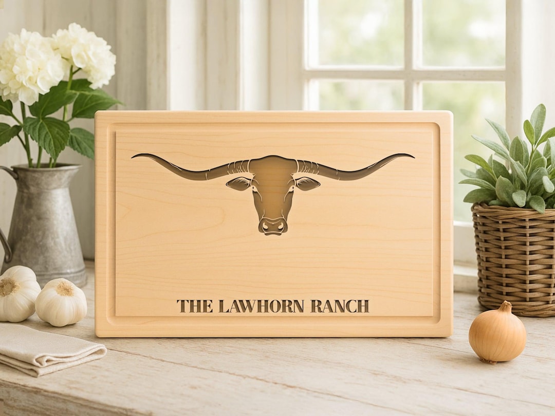 Personalized Texas Longhorn Cutting Board: Ranch Decor, Custom Engraved ...