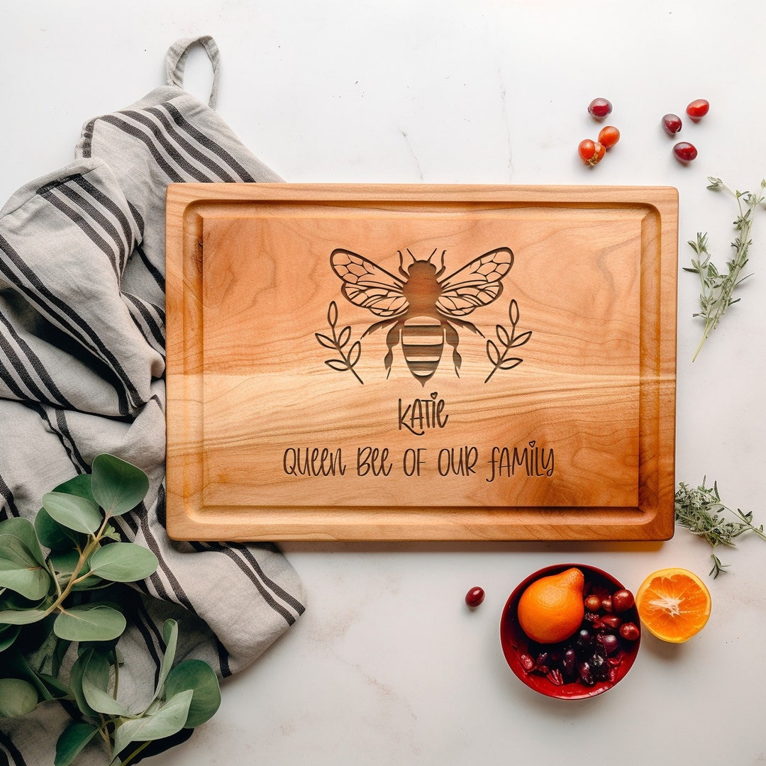 Personalized Bee Cutting Board, Queen Bee Unique Gifts, Wooden Cutting ...