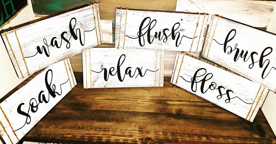 Free Shipping Wash Soak Relax Flush Floss Brush Rustic - Etsy