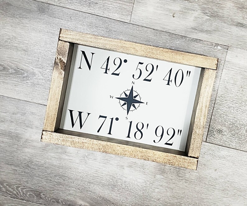 Coordinates Maps Signs With Navigational Coordinates Lake - Etsy