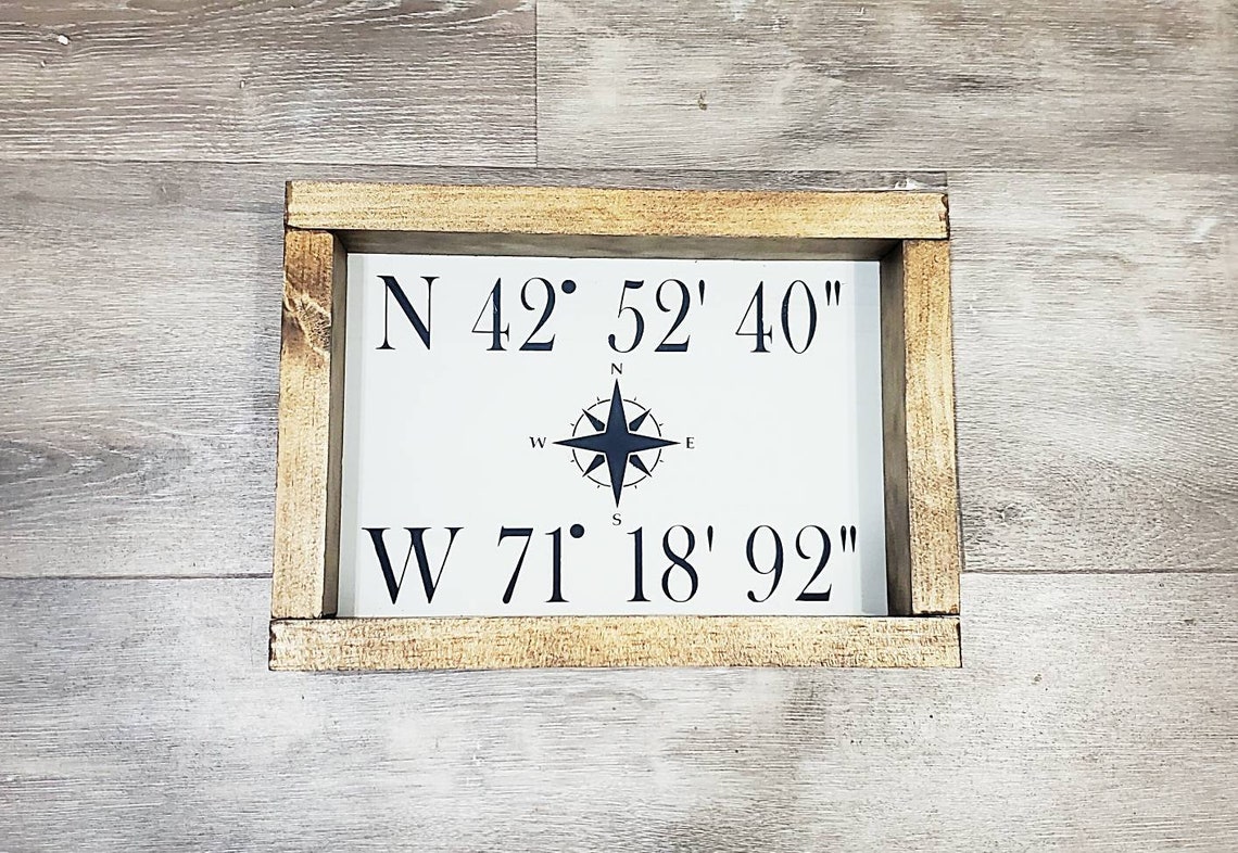 Coordinates maps signs with navigational coordinates lake | Etsy