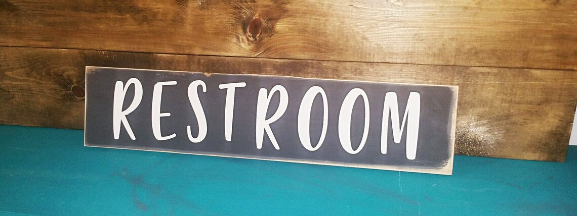 Restroom Sign Rustic Restroom Sign Distressed Restroom | Etsy