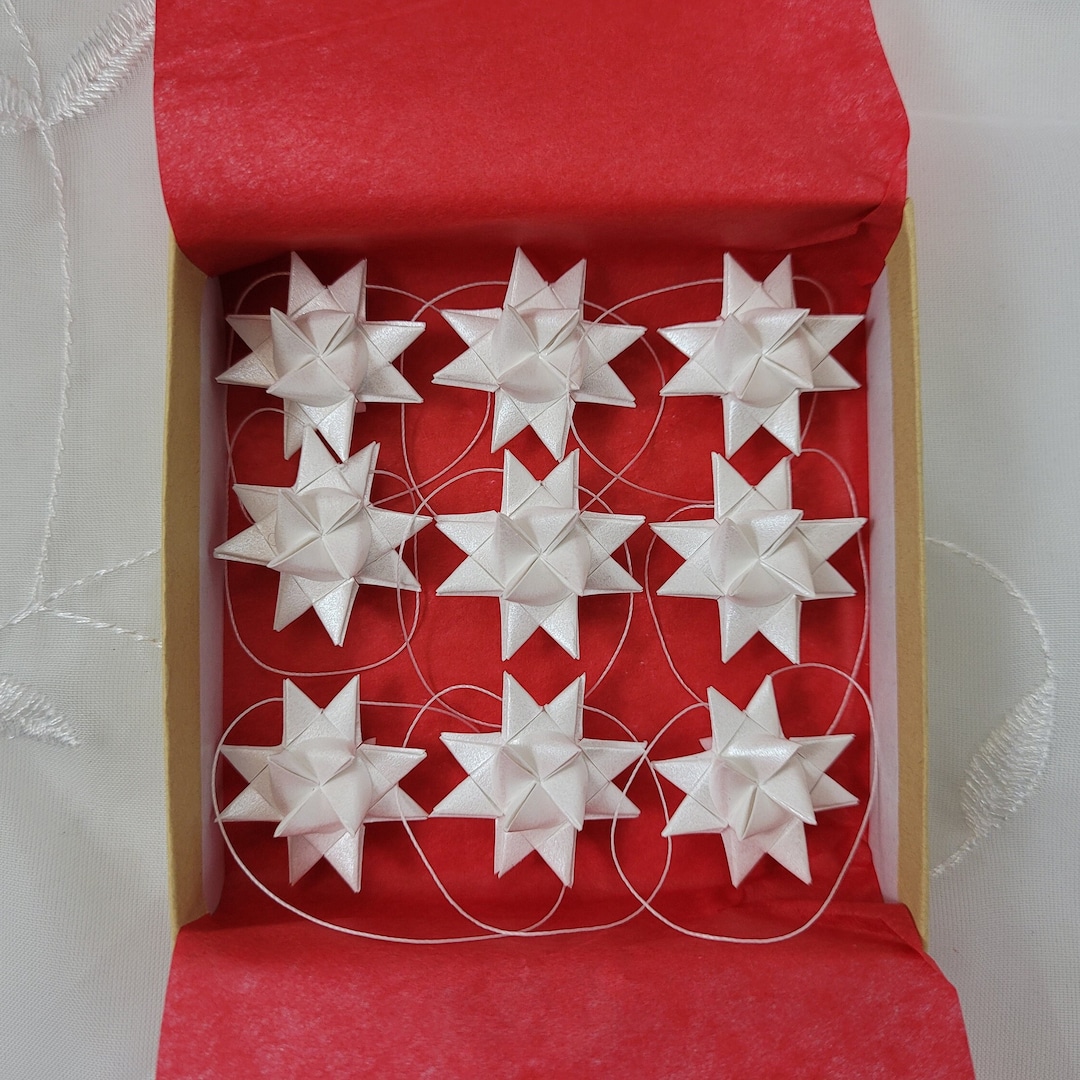 1 Froebel Stars Shimmer White Set of 9 Handmade Paper Ornaments Great ...
