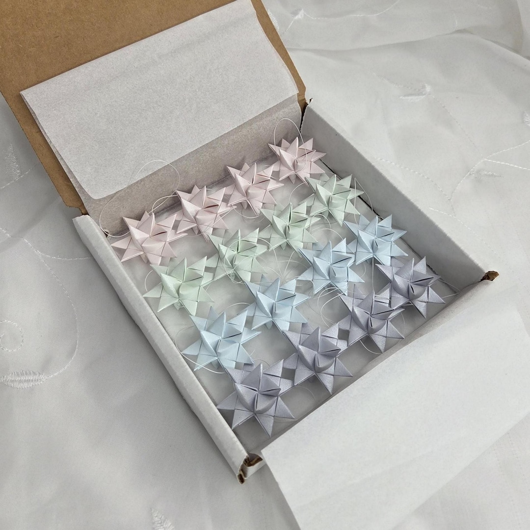 Handmade Paper Star Ornaments - Pastels - 1.5" Perfect Size for a ...