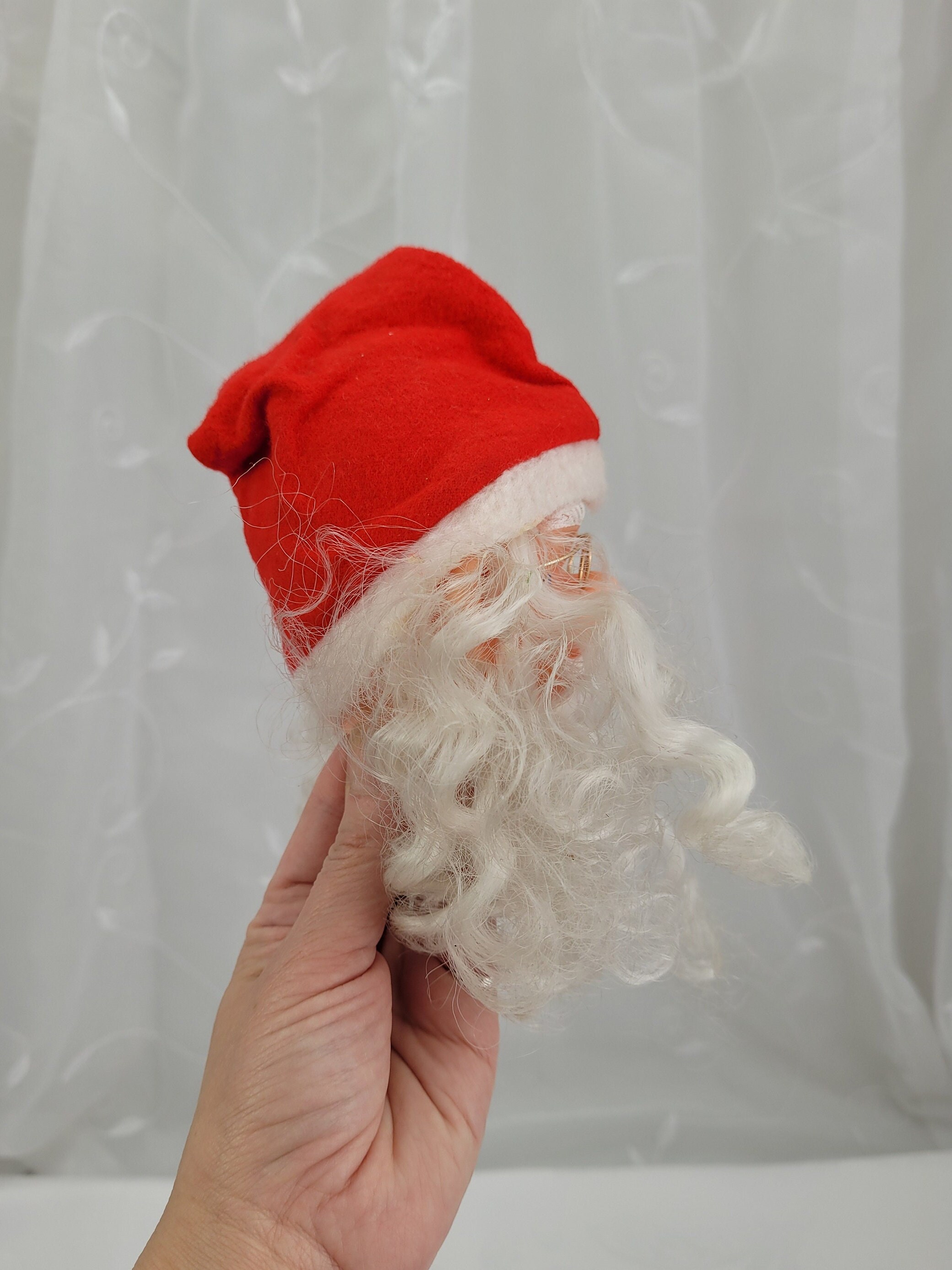 Vintage Santa Doll Head Gold Glasses Holly Berries on Hat - Etsy