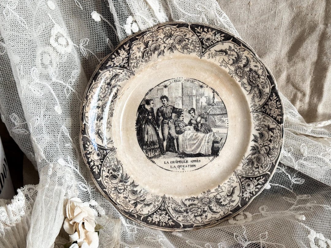 Vintage French Ironstone Talking Plate Decorative Plate Choisy 9 - Etsy