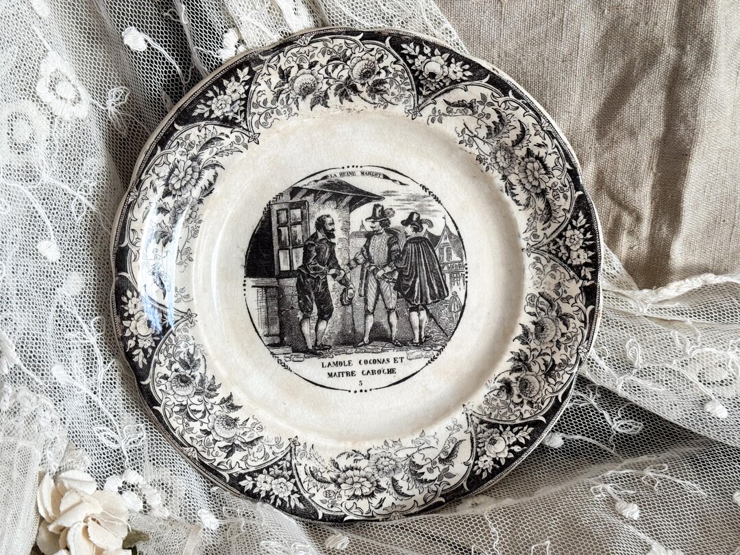 Vintage French Ironstone Talking Plate - Decorative Plate - Choisy #5 ...