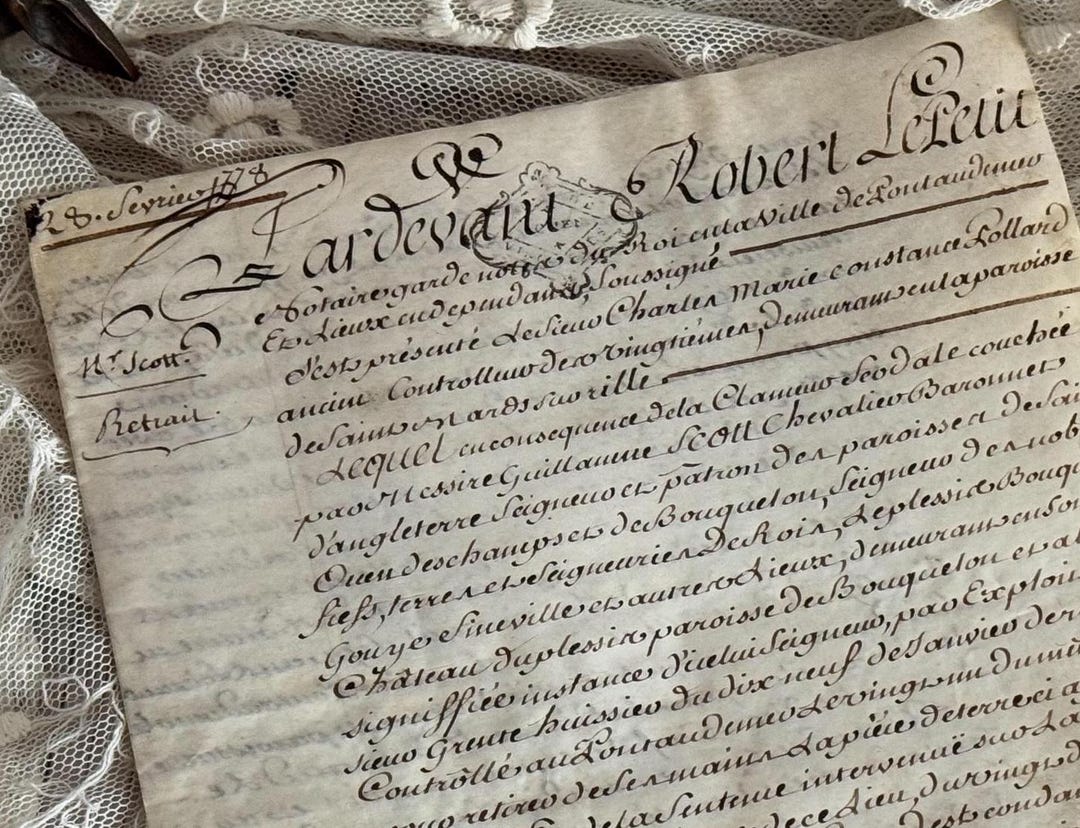 1788 Antique French Legal Handwritten Document Parchment Vintage ...