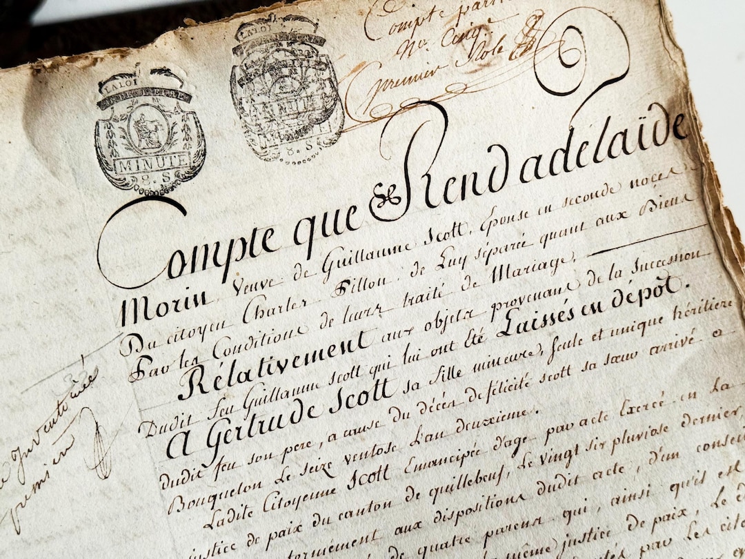 1791 - Antique French Legal Handwritten Document - Vintage Ephemera ...