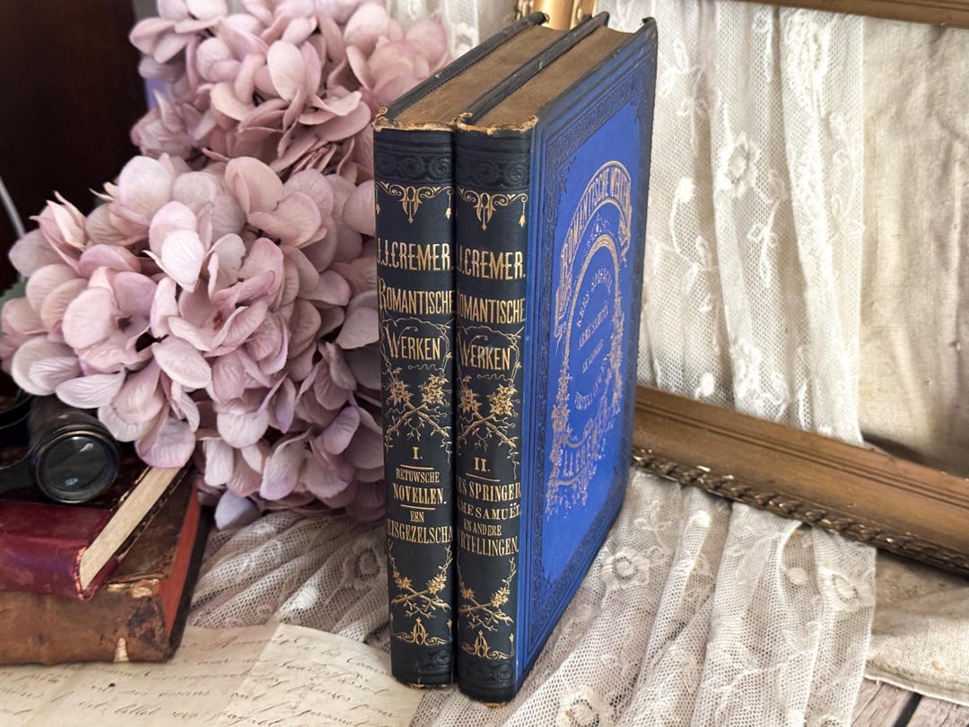 Set of 2 Antique Dutch Books - Bookshelf Decor Display - Etsy