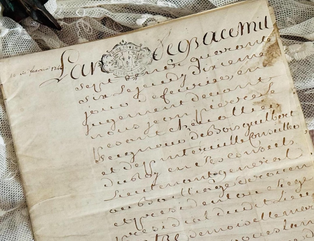 1746 - Antique French Legal Handwritten Document - Parchment - Vintage ...