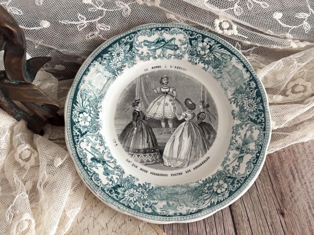 Vintage French Ironstone Talking Plate Decorative Plate Creil ...