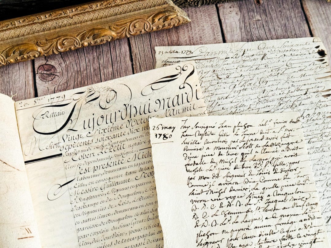 1779 - Antique French Legal Handwritten Document - Parchment - Vintage ...