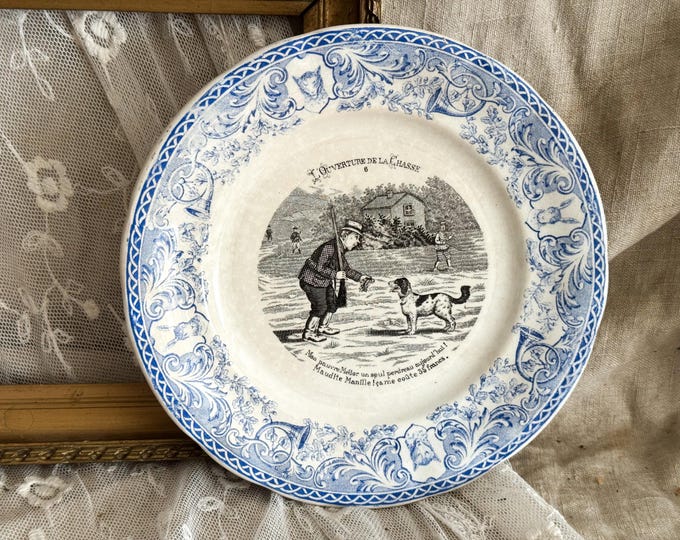 Vintage French Ironstone Talking Plate - Decorative Plate - Saint-amand ...