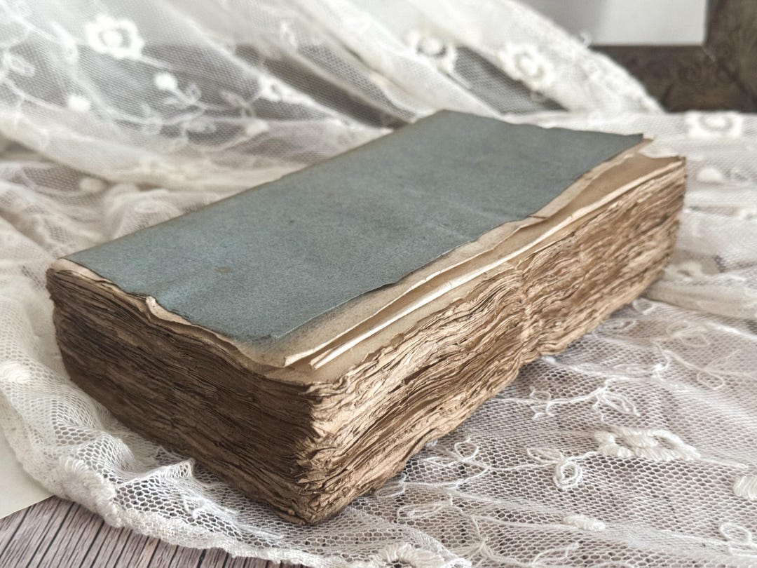 Antique French Blue Paperback Book With Ruffled Pages - 18th Century ...