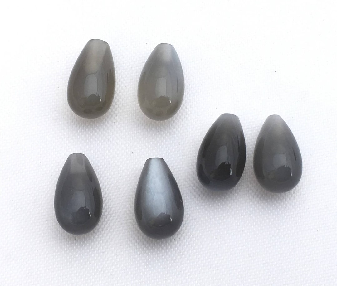 SALE Gray Moonstone Plain Teardrops 10x6mm/ Gray Moonstone With Shimmer ...