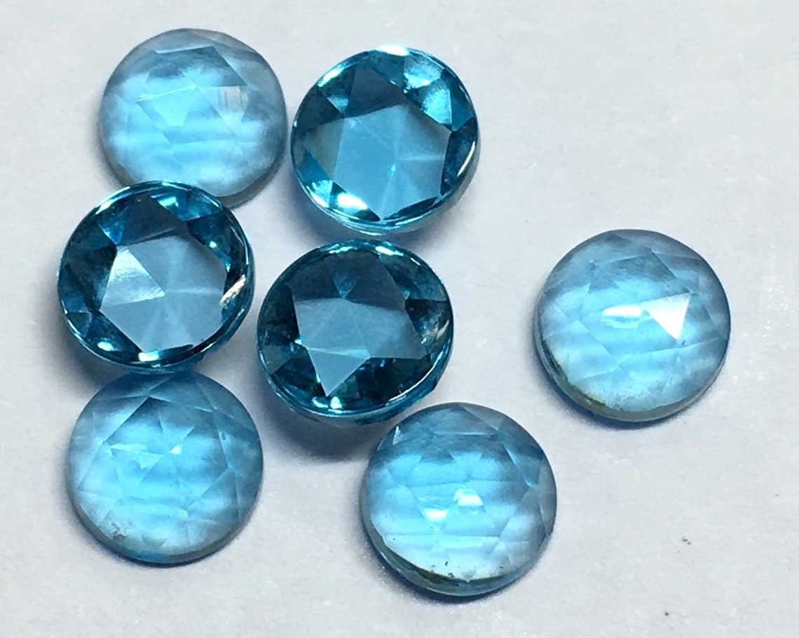 Swiss Blue Topaz: 5-6MM Round Rose Cut Cabochon, December Birthstone - Etsy