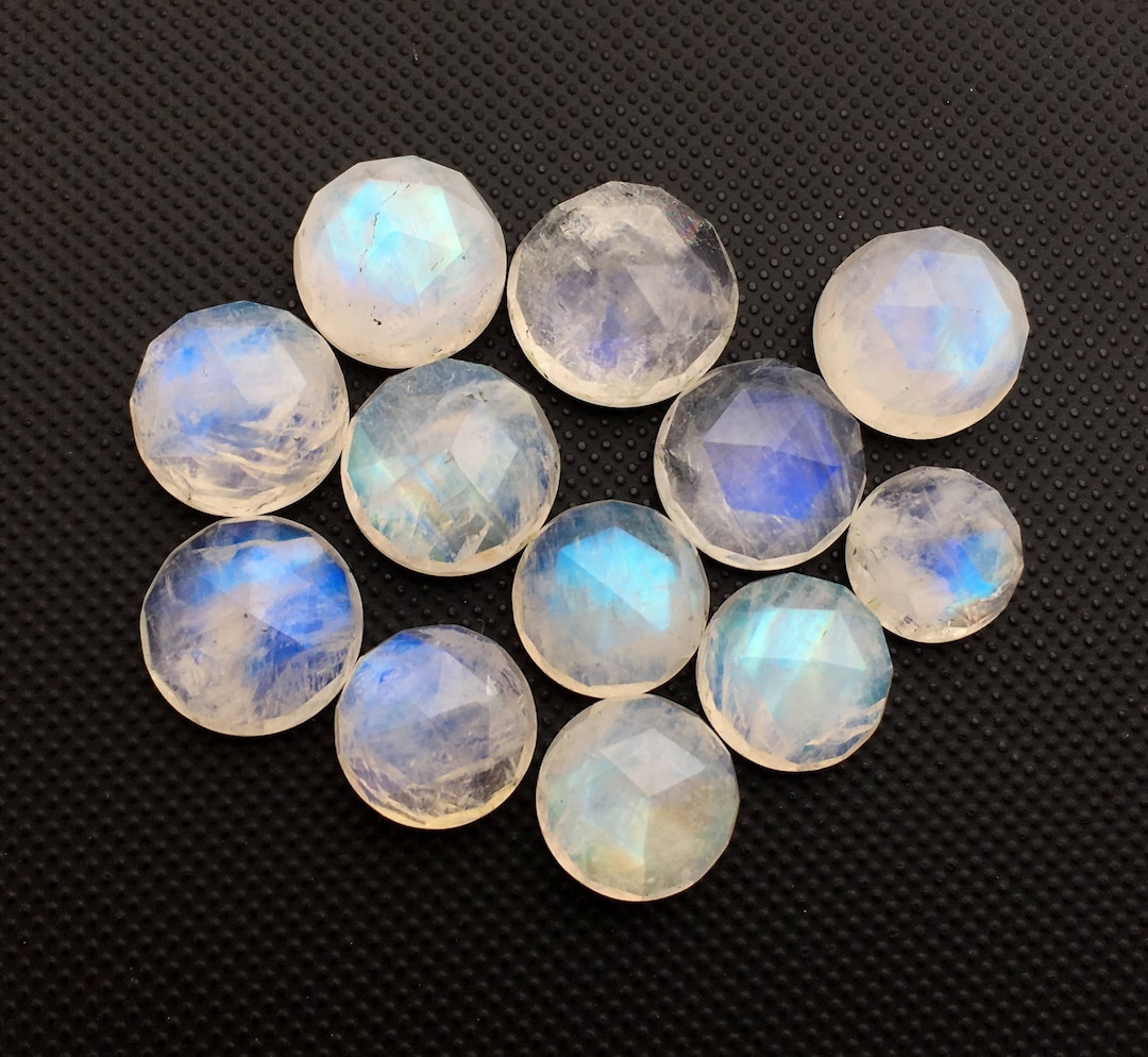 Natural Rainbow Moonstone Rose Cut Round Cabochon 8MM, 9MM, 10MM, 11MM ...