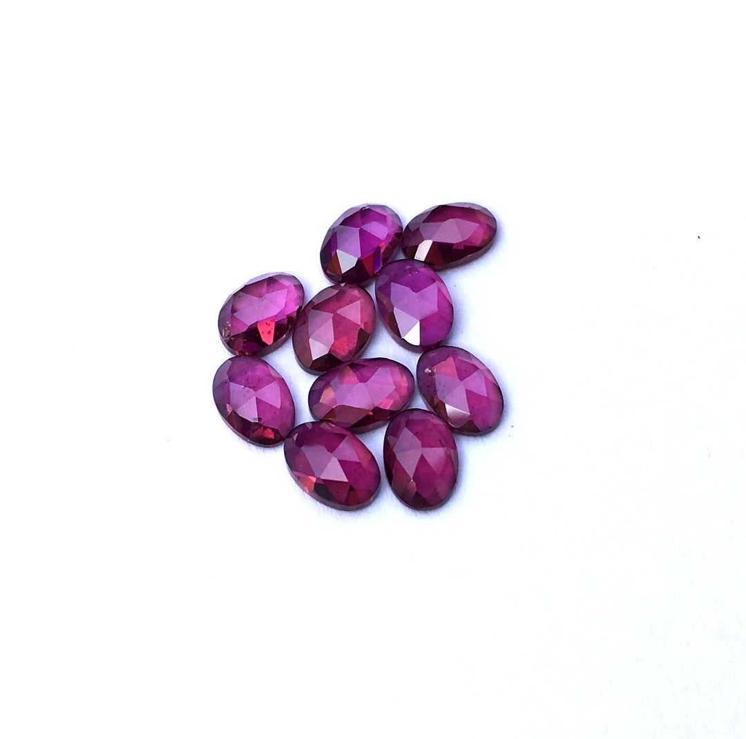 Natural Rhodolite Garnet Cabochon: Wine Red Rose Cut Gemstone (6x4mm ...