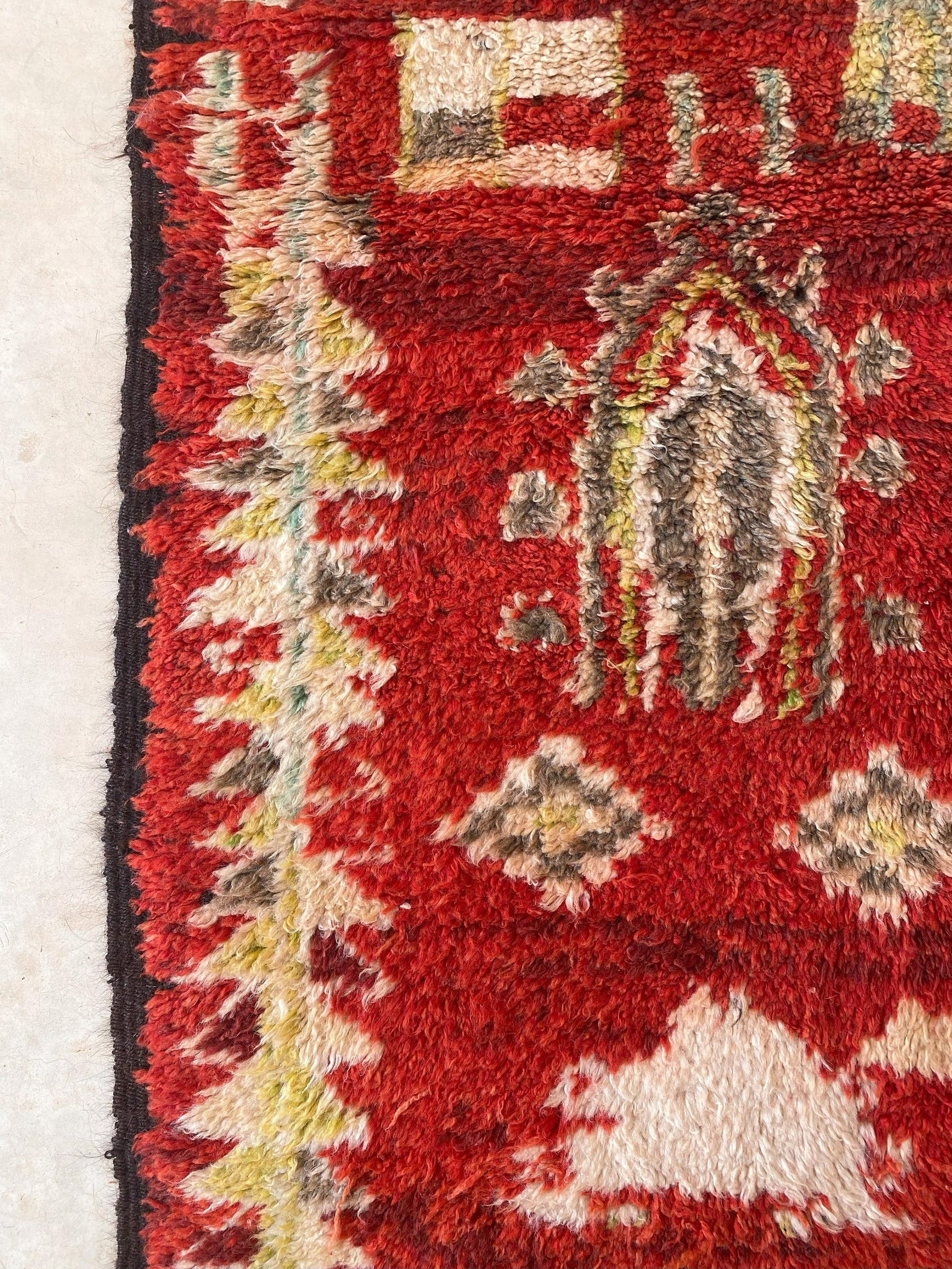 Vintage Rehamna Moroccan Rug: Tribal Design, Red Wool, 5.1x12.5 Ft - Etsy