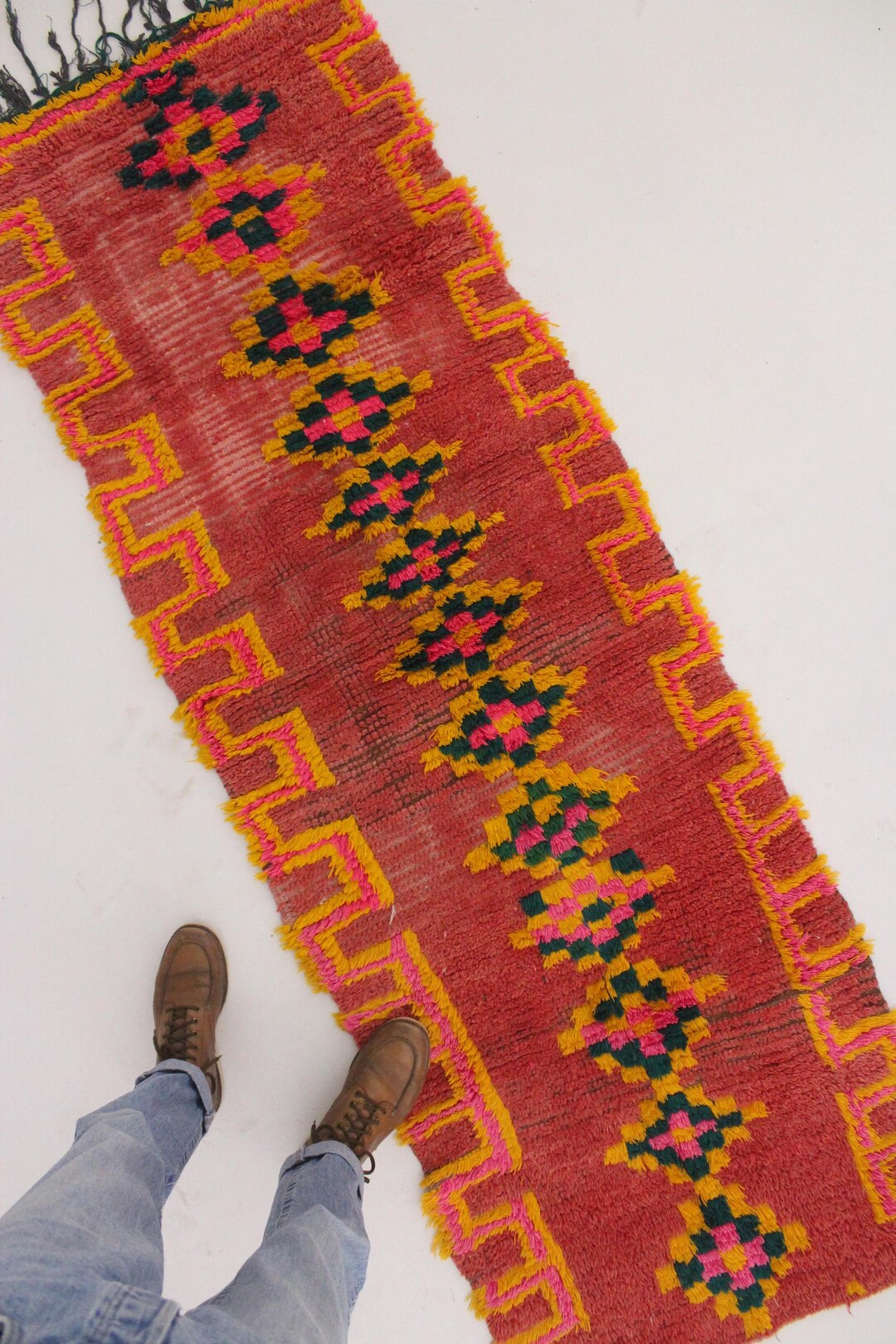 Vintage Moroccan Runner Rug - 2.5x7.4feet / 78x225cm - Bohemian ...