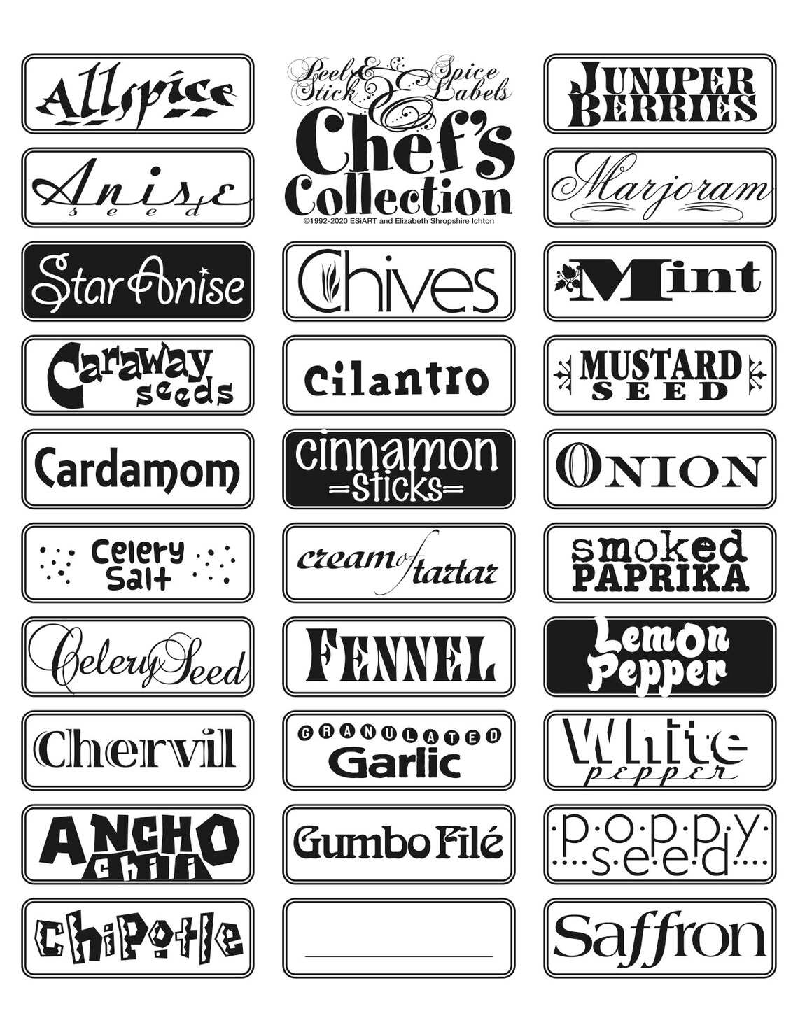 Download Spice Jar Labels #1 Kitchen Staples - Print-peel-&-stick - Etsy