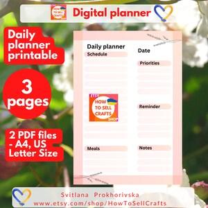 Daily Planner Printable. Simple Planner Orange Floral. Work From Home ...