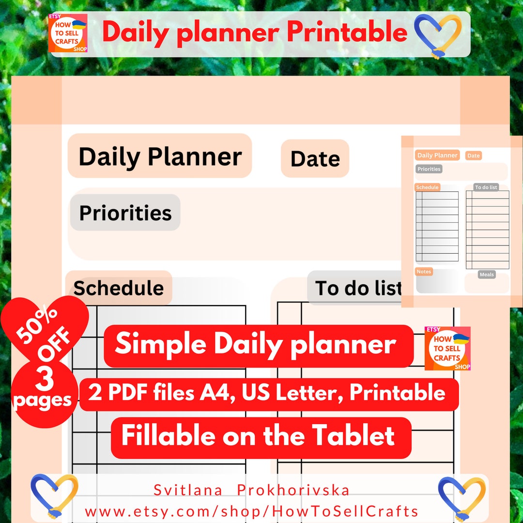 Orange Daily Planner Printable: Simple Productivity Planner PDF - Etsy